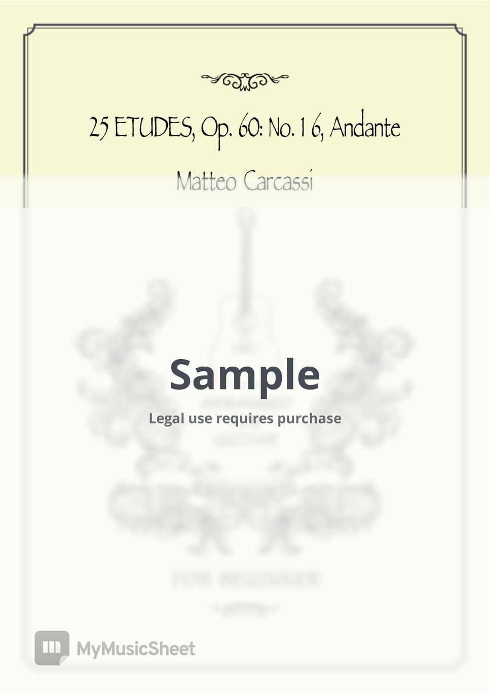 Matteo Carcassi - 25 ETUDES, Op. 60: No.16 Andante Sheets by GEOPHONIC