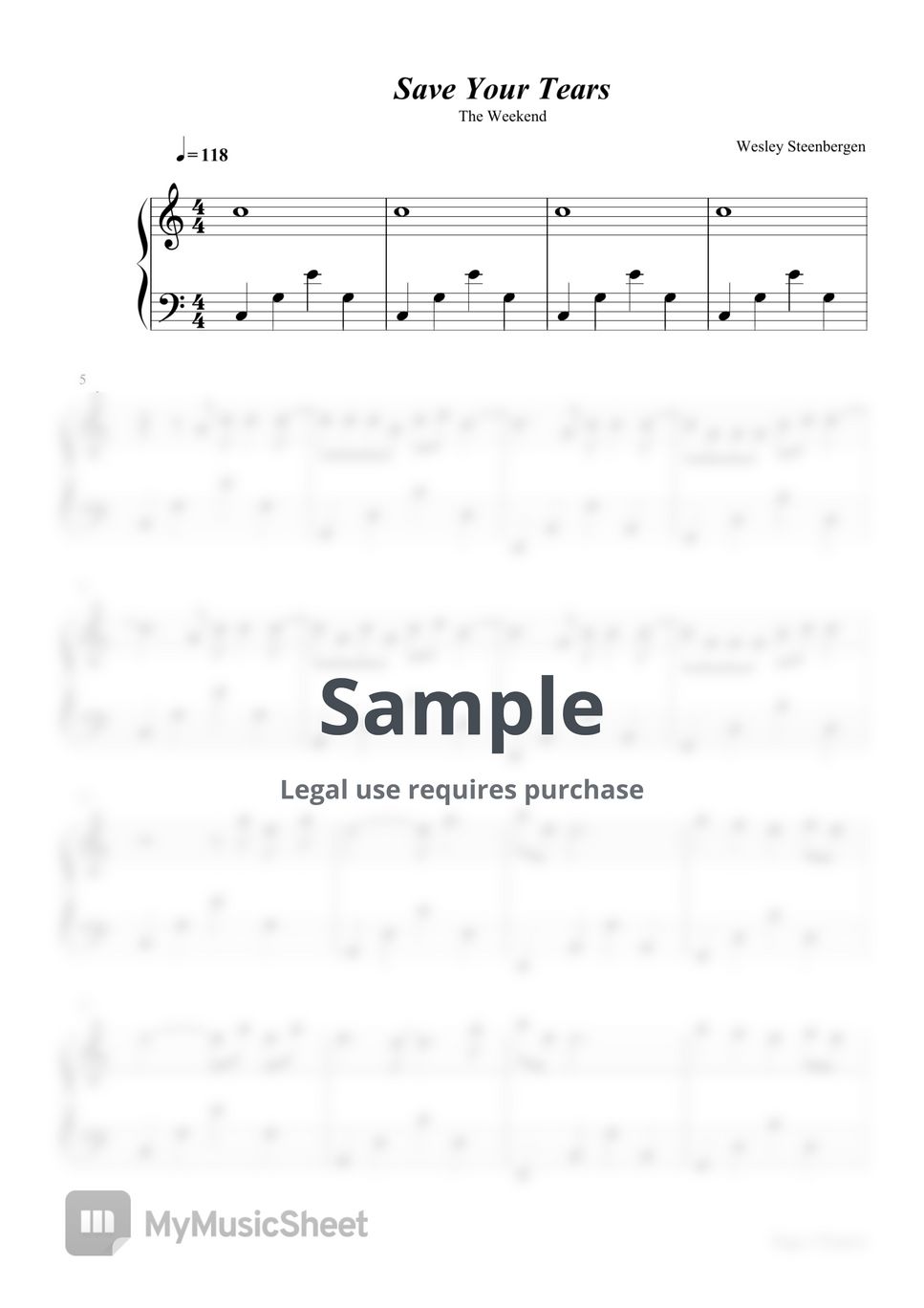 The Weeknd - Save Your Tears (The Weeknd) 악보 by Yilun