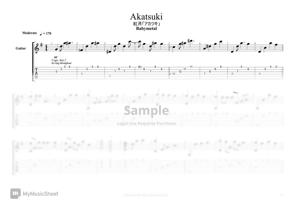 Babymetal - Akatsuki 紅月「アカツキ」 樂譜