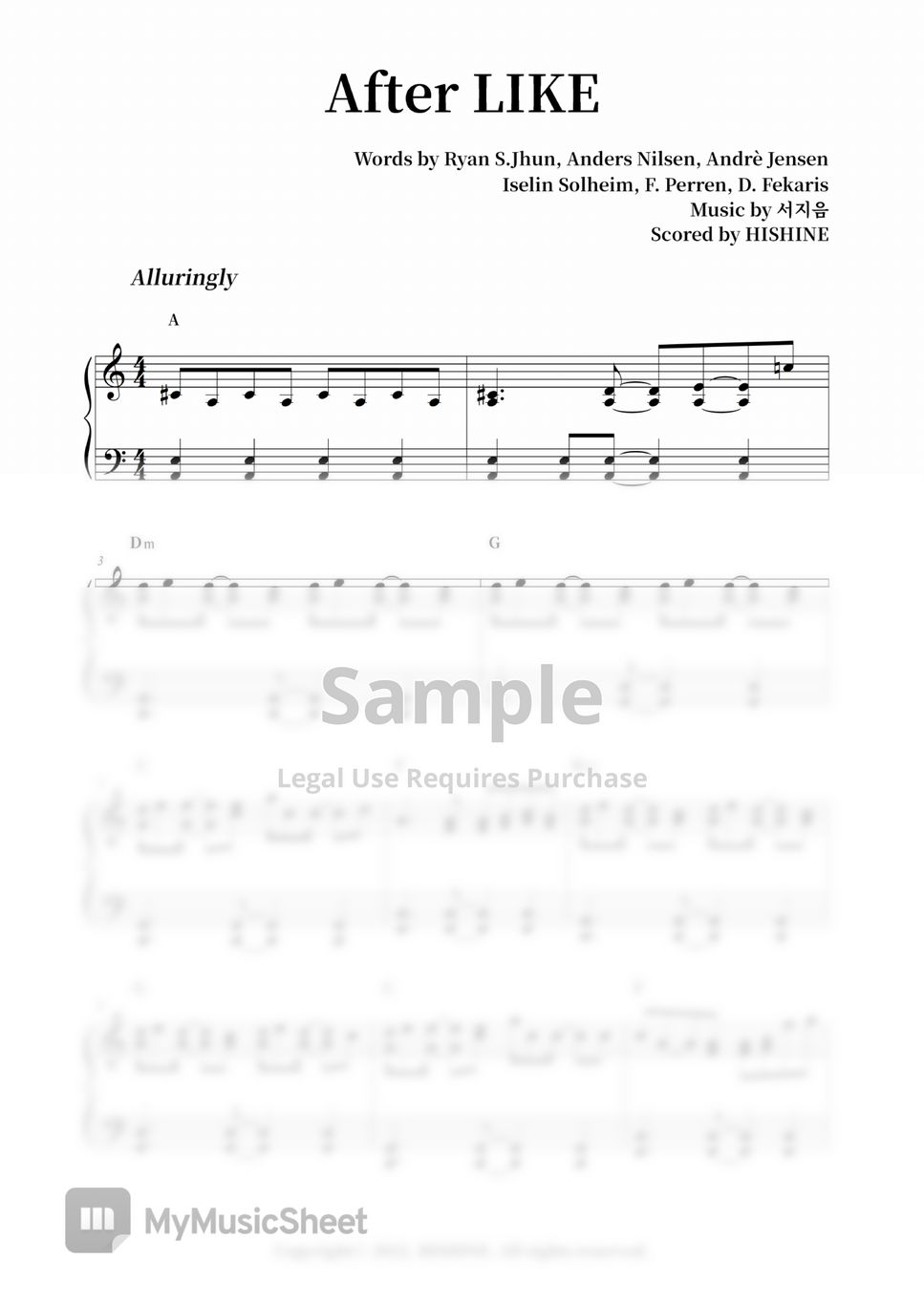 IVE - After LIKE Sheet Music by HISHINE