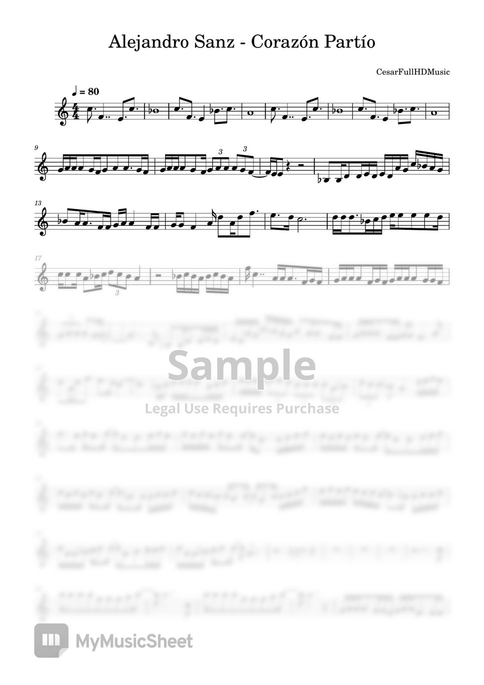 Alejandro Sanz - Corazón Partío Ноты