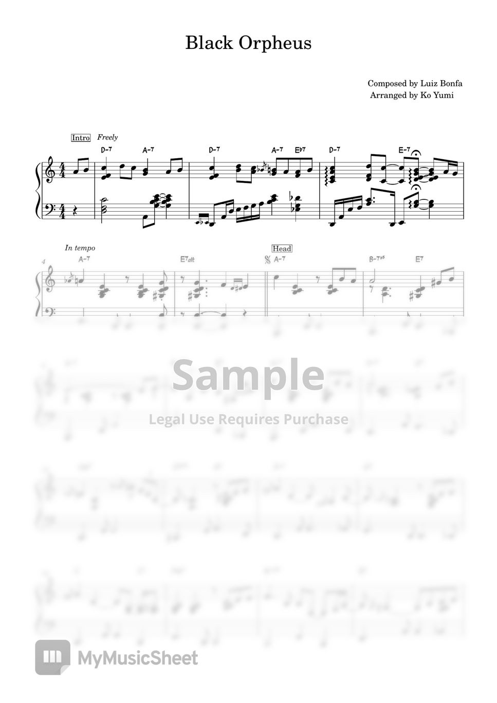 루이스 봉파 - Black orpheus Sheets by Jazzpianolover