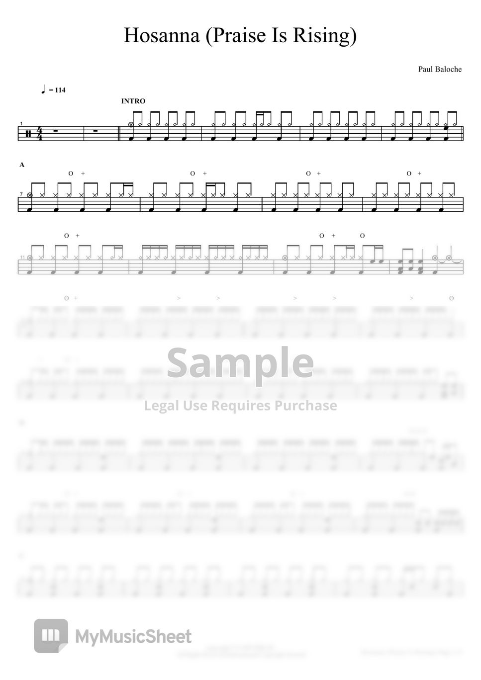 Paul Baloche - Hosanna (Praise Is Rising) 악보 by COPYDRUM