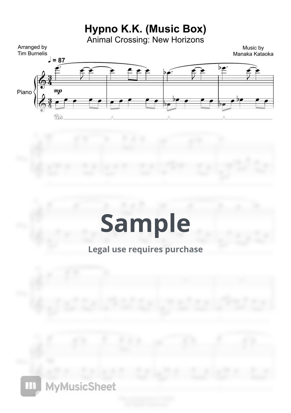 Animal Crossing: New Horizons - Hypno K.K. (Music Box) Sheets by Tim Burnelis