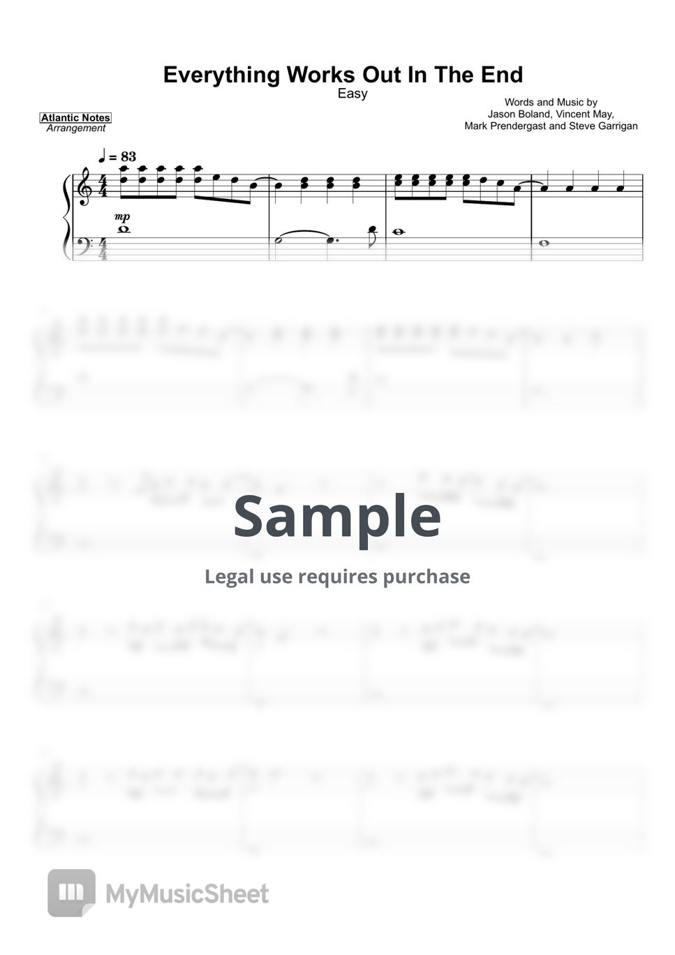 Kodaline - Everything Works Out In The End Piano Sheet Music PDF ...