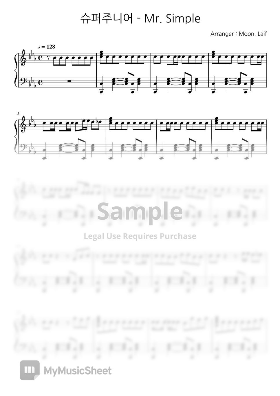 슈퍼주니어(SUPER JUNIOR) - 미스터 심플(Mr. Simple) 악보 by Moon. Laif