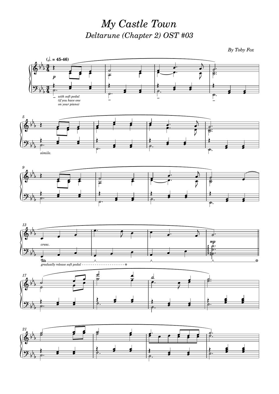 Deltarune - My Castle Town (三角符文,Deltarune (Chapter 2) OST,For Piano ...