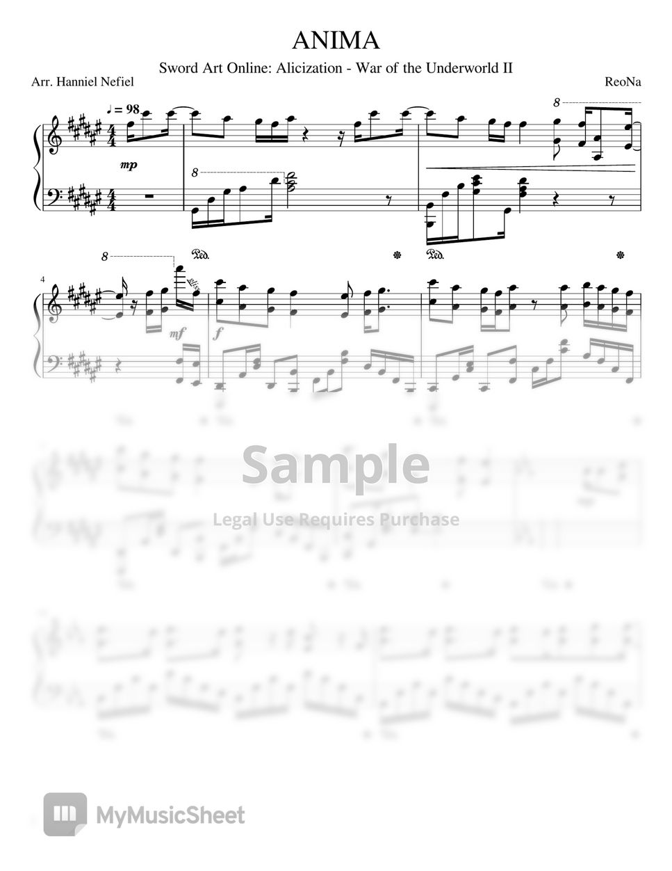 ReoNa - ANIMA (Piano Sheets) Sheets by Hanniel Nefiel
