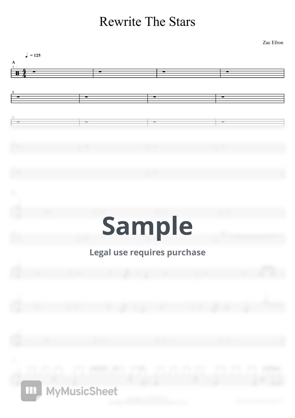 Zac Efron - Rewrite The Stars Sheet Music by COPYDRUM
