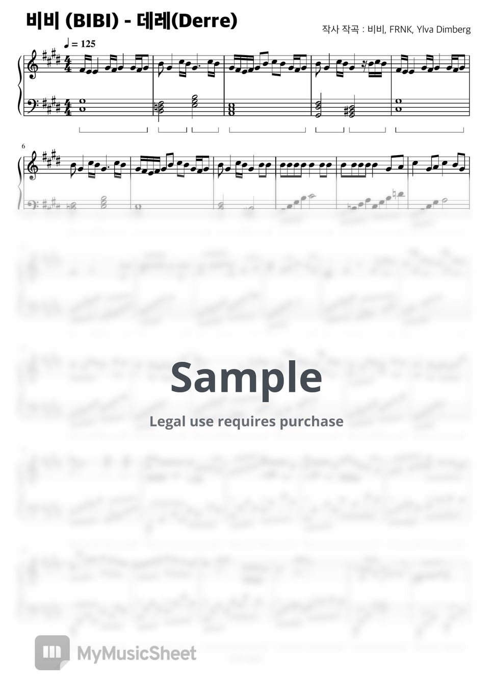 비비(BIBI) - Derre (데레) Sheets by bvibvi piano