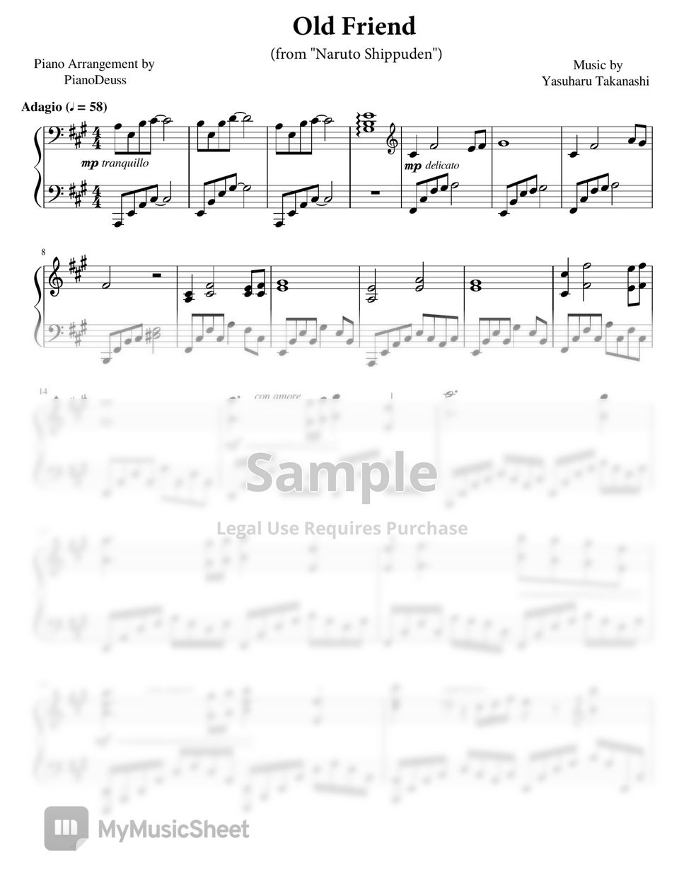 Naruto Shippuden OST - Obito and Rin (Old Friend) Sheet Music by PianoDeuss