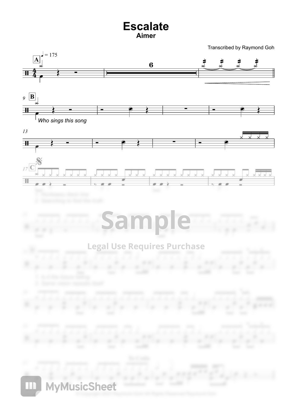 Aimer - Escalate (NieR:Automata Ver. 1.1a OP) Sheets by Raymond Goh