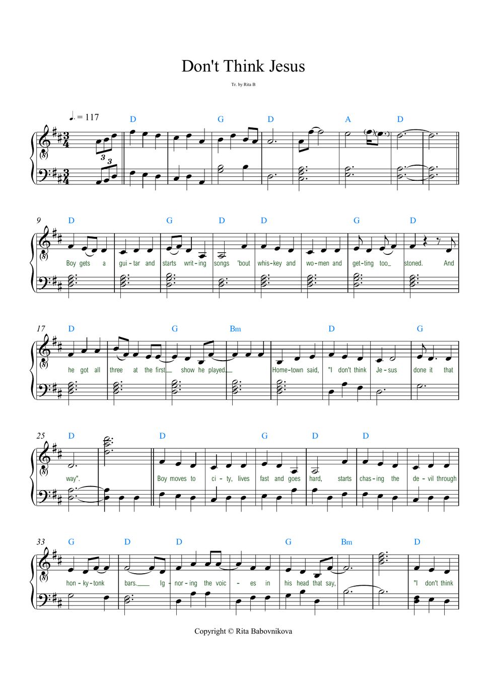 Morgan Wallen - Don't Think Jesus (lyrics/chords) Sheet Music by Rita B