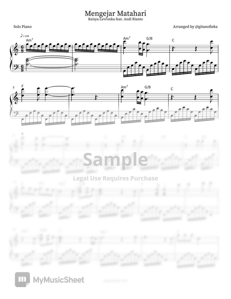 Keisya Levronka feat. Andi Rianto - Mengejar Matahari Sheets by Gita ...