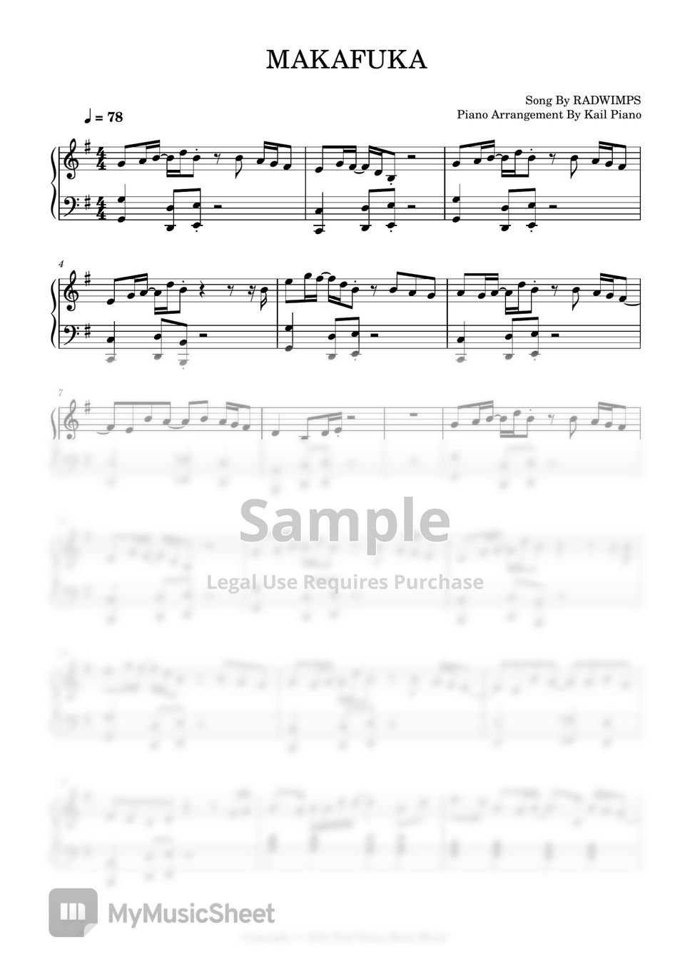 MAKAFUKA - MAKAFUKA (Piano Sheet Music) PDF | Kail Piano | mymusic5