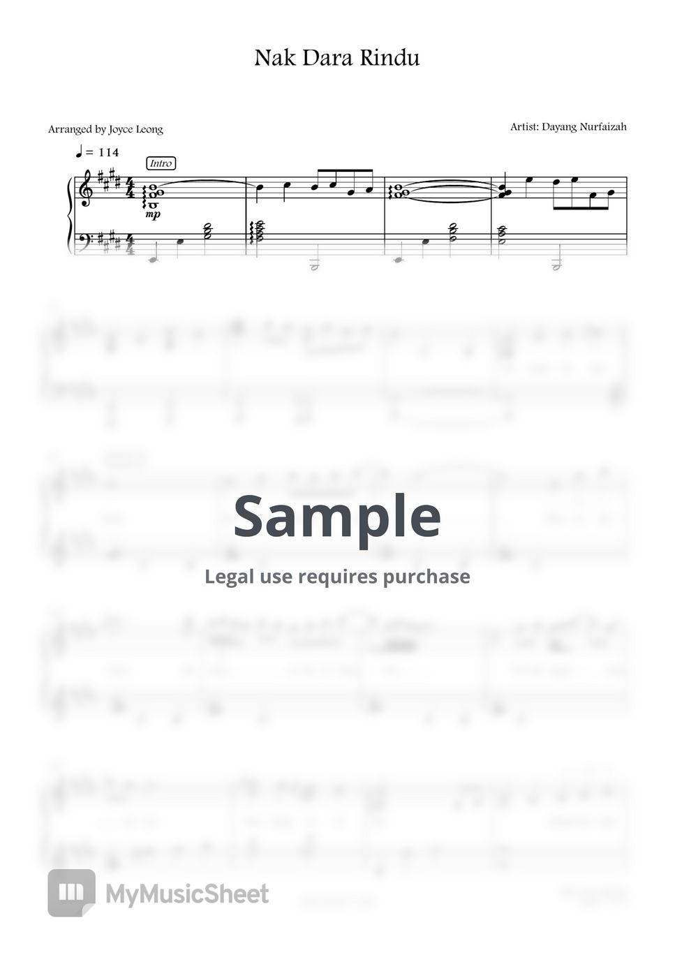 Dayang Nurfaizah - Nak Dara Rindu Sheets by Joyce Leong