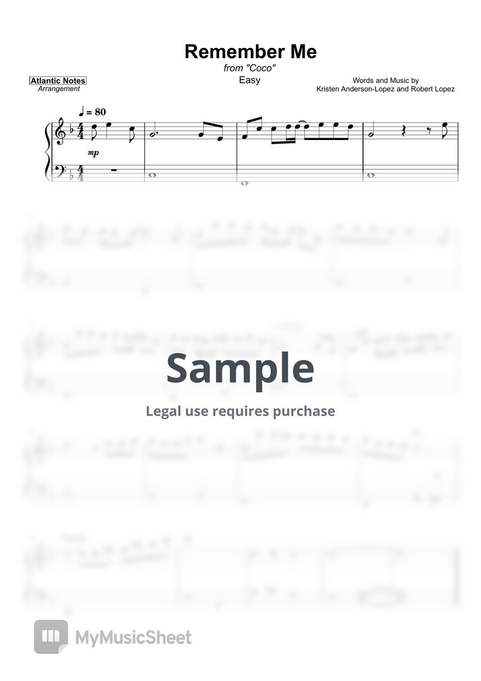 Coco - Remember Me Sheets by Atlantic Notes