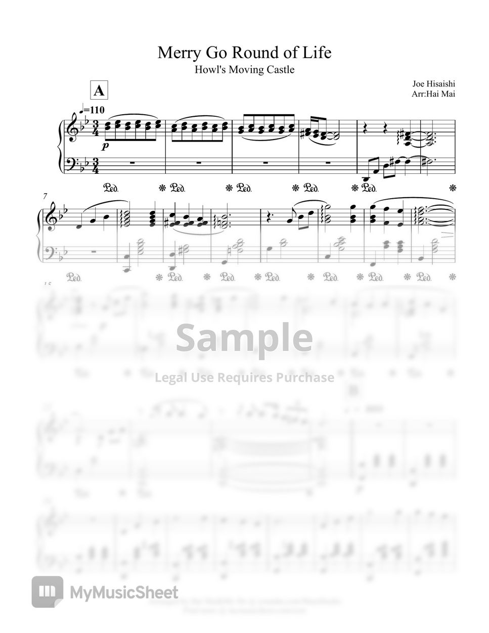 Joe Hisaishi Merry Go Round Of Life For Piano Solo Sheets By Hai Mai