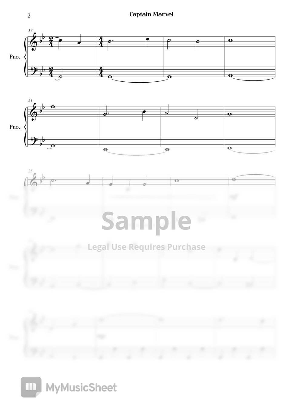 Captain Marvel - Main Theme แผ่น by Right Now Piano