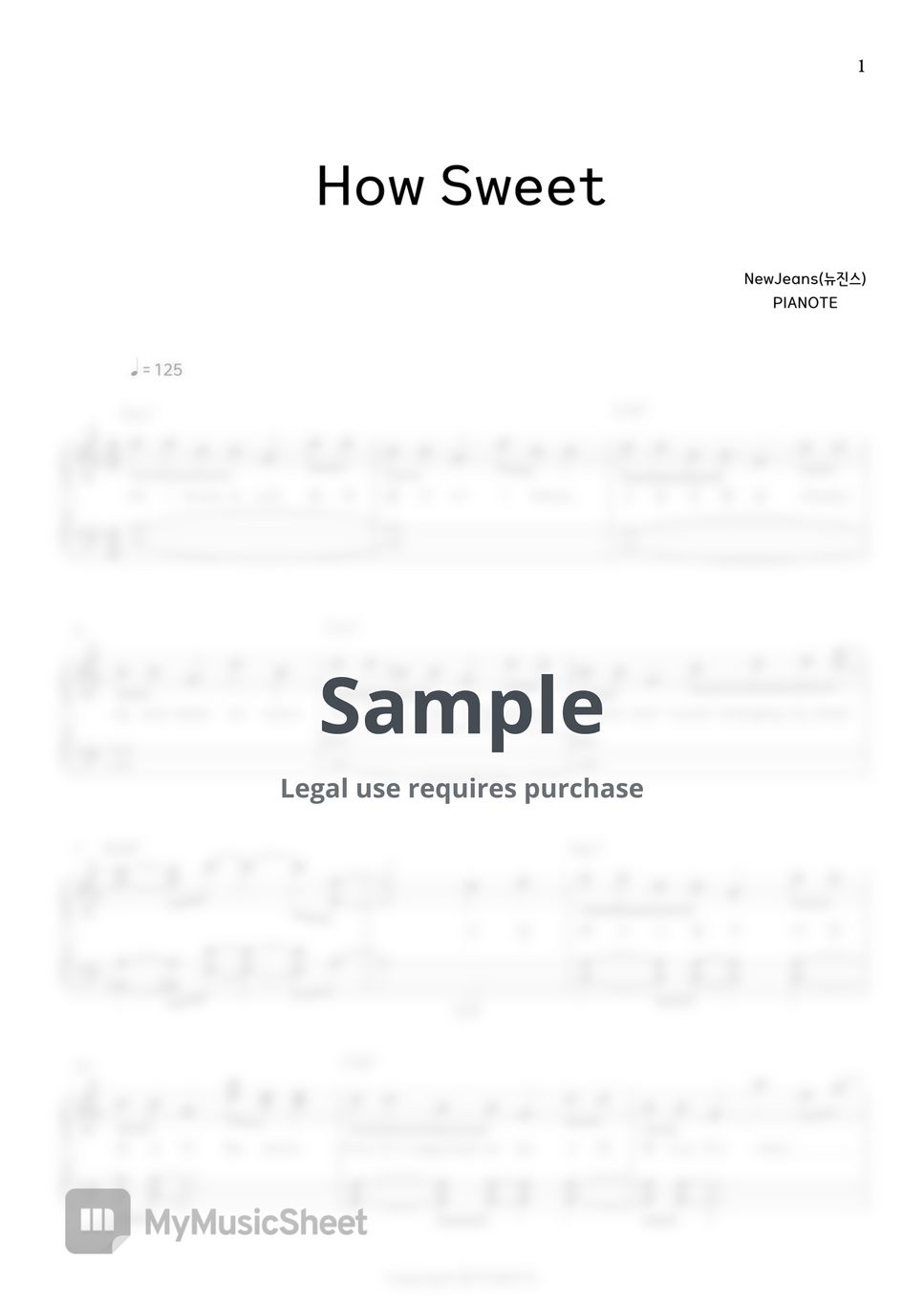 NewJeans(뉴진스) - How Sweet (Easy) Sheet Music by PIANOTE피아노트
