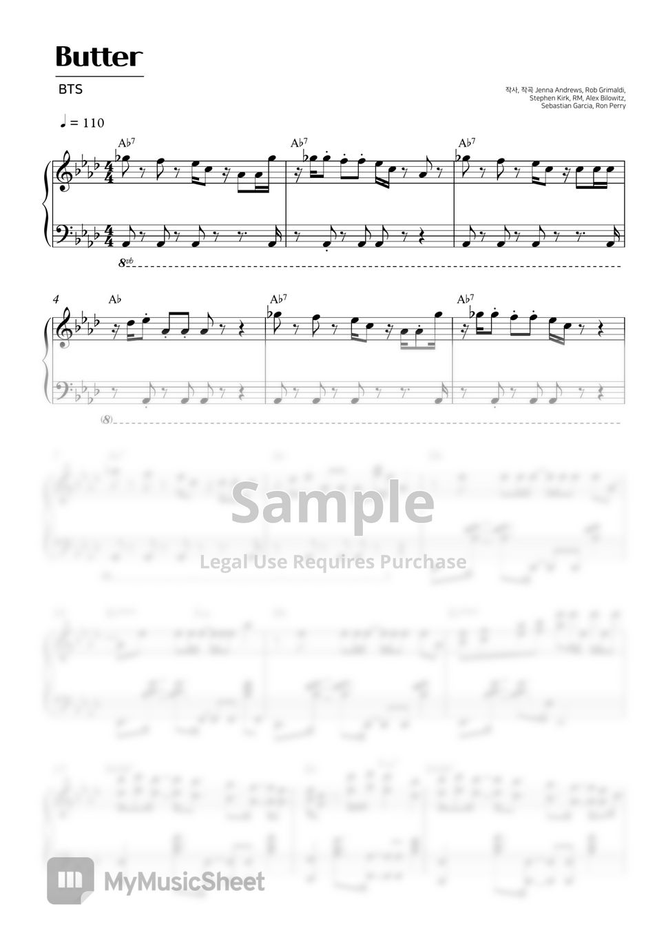 BTS (방탄소년단) - Butter (버터) (Easy Key Include) แผ่น by SweetPiano