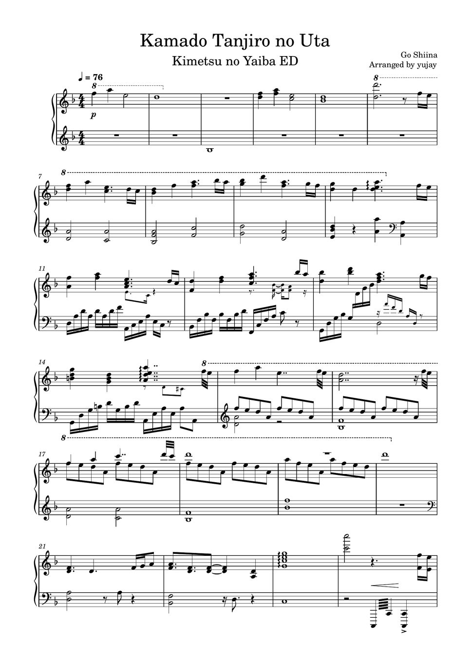 Go Shiina - Kamado Tanjiro no Uta Sheets by yujay