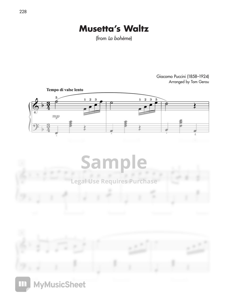 Musetta's Waltz Easy Sheet Hoja by Hemsach