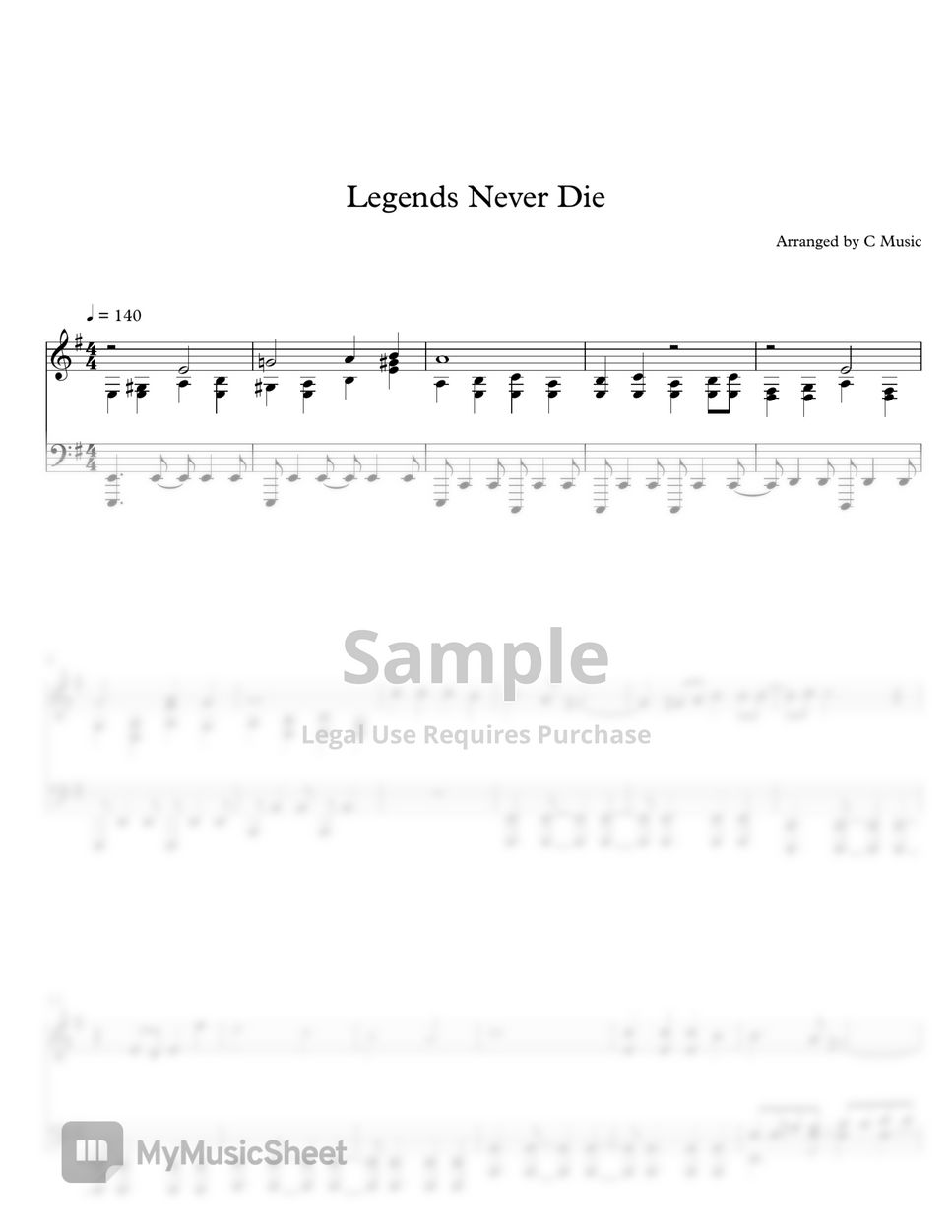 Die Against The Current - Legend Never Die Sheets by C Music