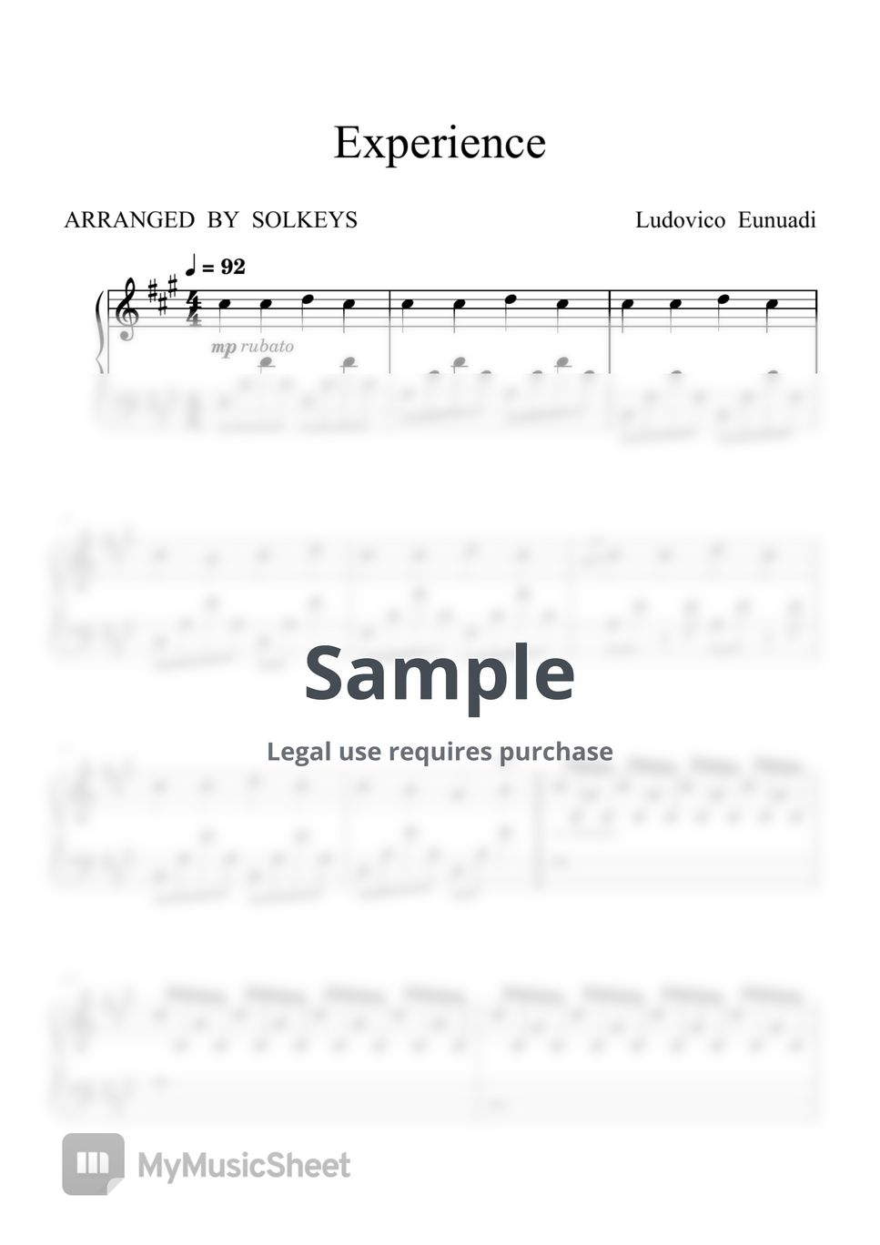 Ludovico Einaudi - Experience Sheet Music by SolKeys