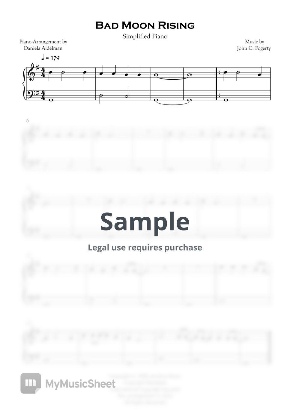 Creedence Clearwater Revival - Bad Moon Rising 악보 by Daniela Aidelman