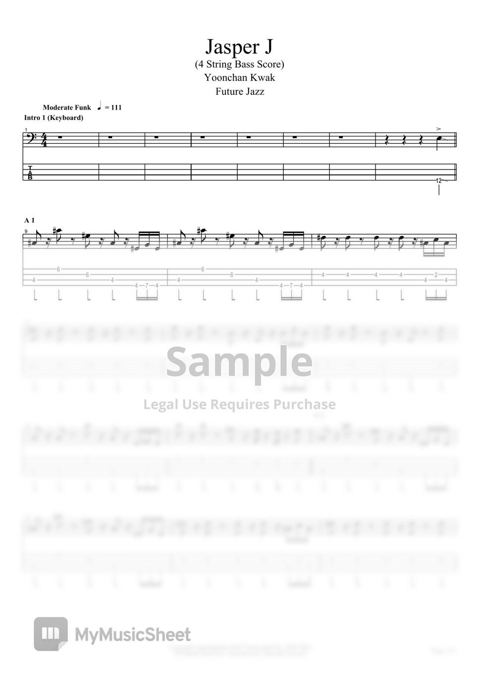 곽윤찬 - Jasper J (Bass) Sheets by TaeHyun Taylor Lee