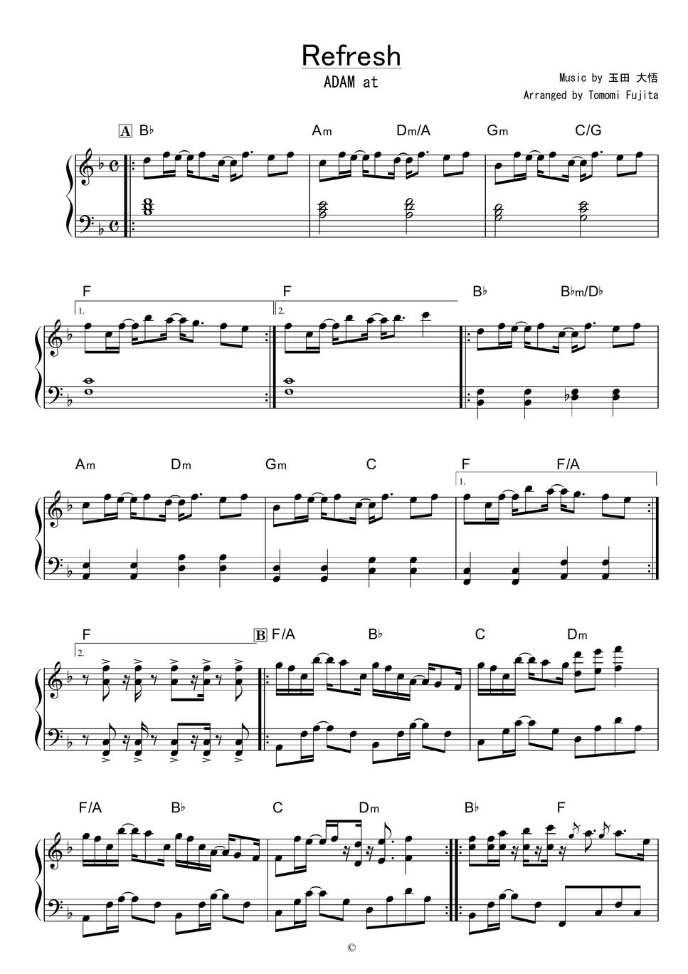 ADAM at - Refresh Sheet by piano*score