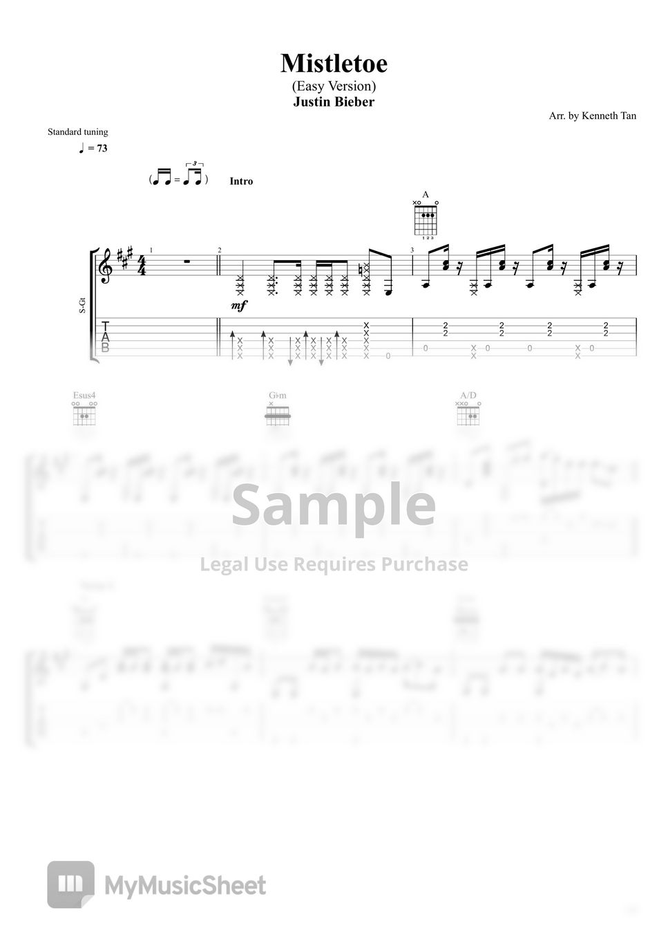 Justin Bieber | Fingerstyle Guitar - Mistletoe (Easy Version) Sheets by ...