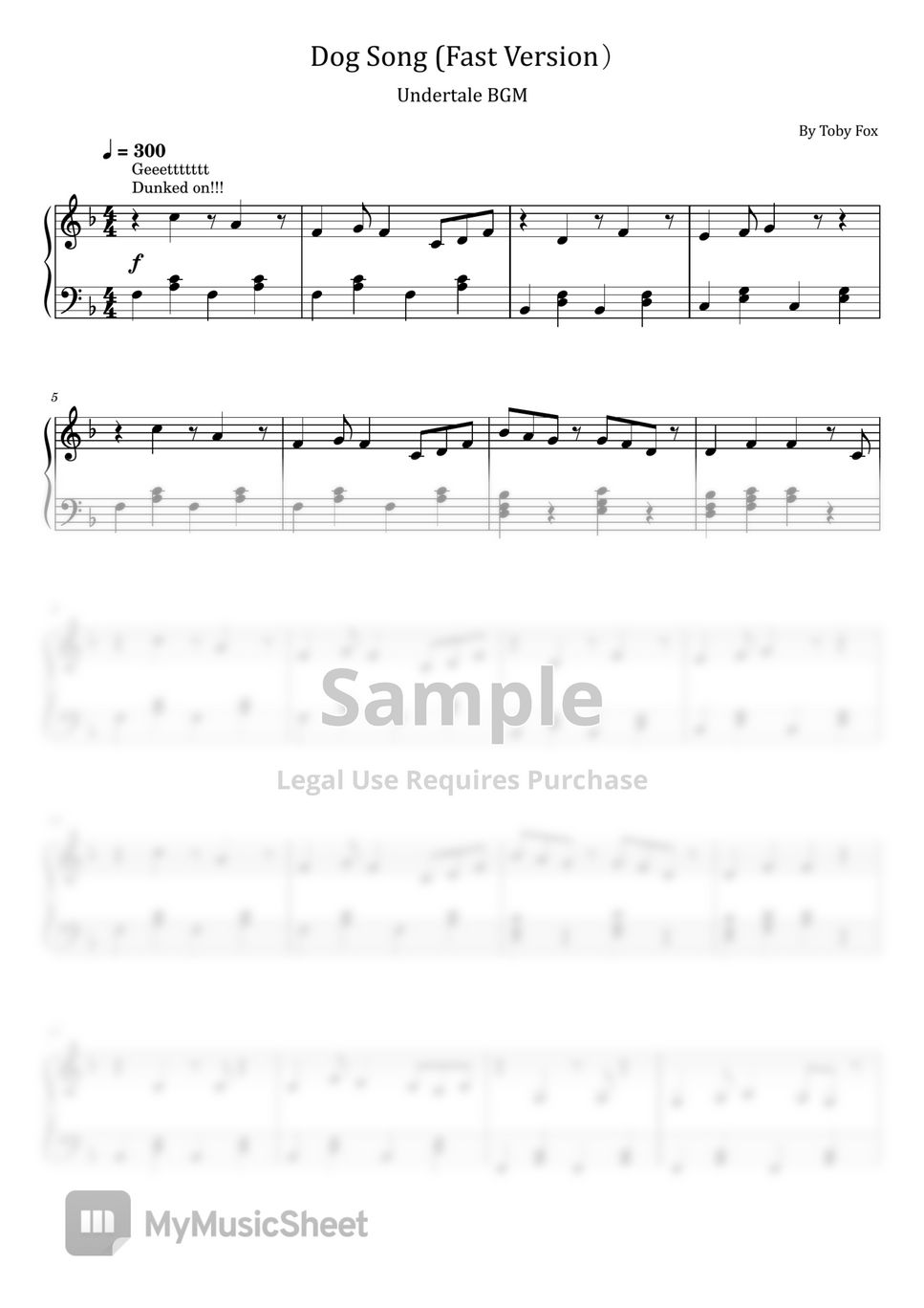 Undertale - DogSong (Fast Version） (Undertale BGM - For Easy Piano ...