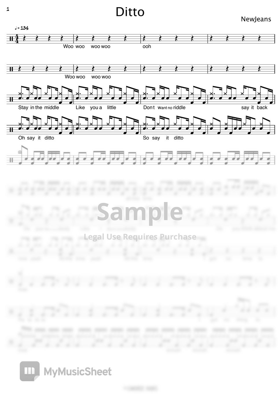 NewJeans - Ditto Sheets by Gwon's DrumLesson