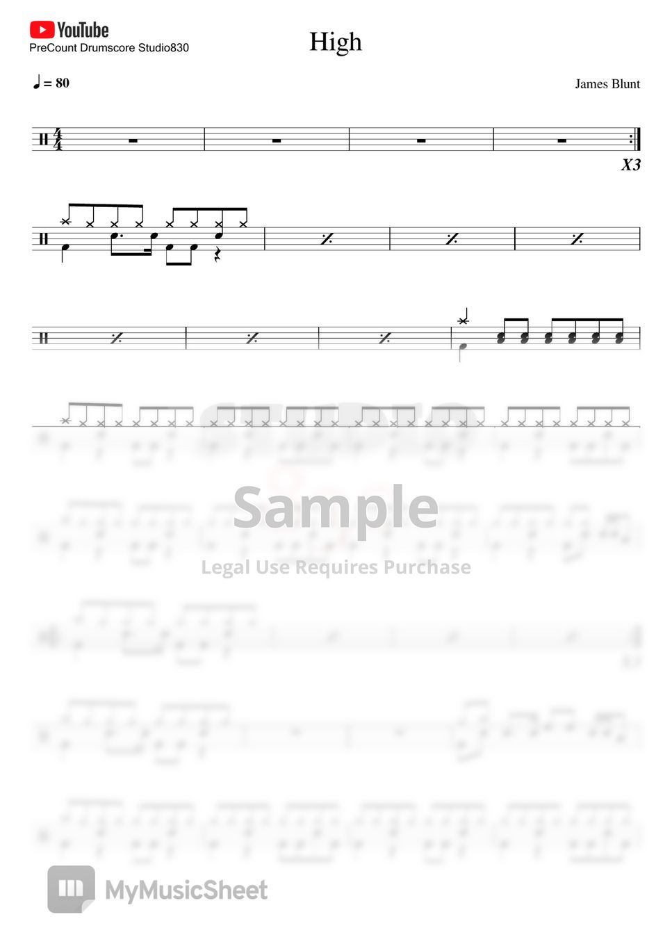 James Blunt - High Sheet Music by Studio830