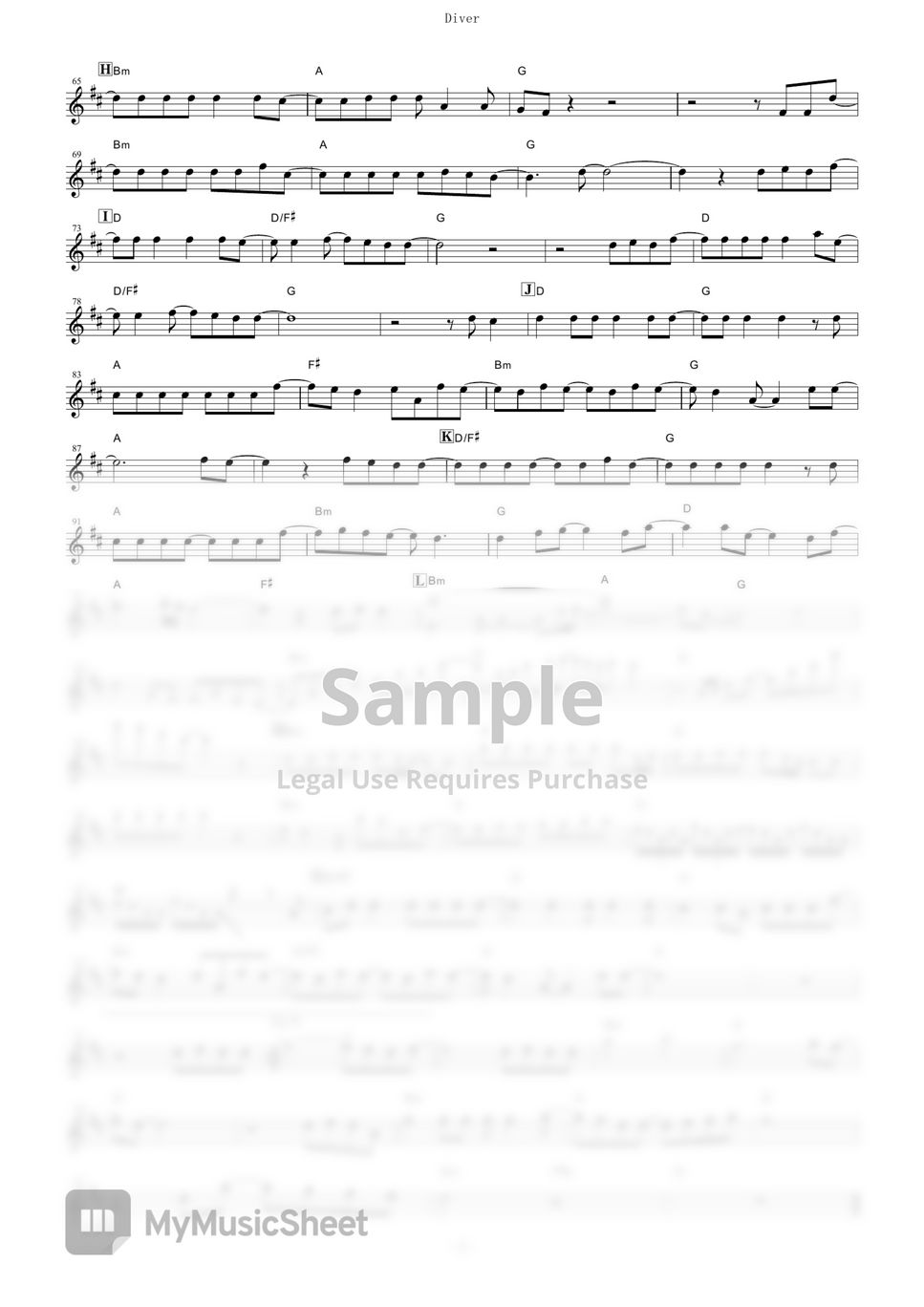 Naruto: Shippuuden - Diver (in C) 악보 by NICO Touches the Walls