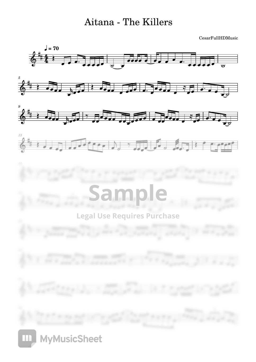 Aitana - The Killers Sheet Music