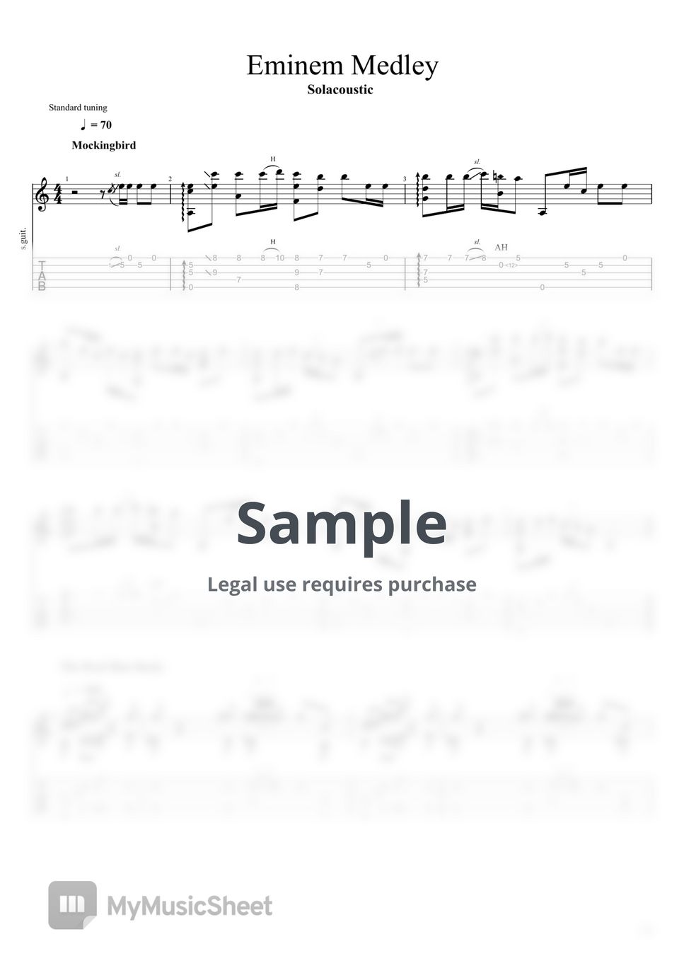 Eminem - Eminem Medley Sheet Music by Solacoustic