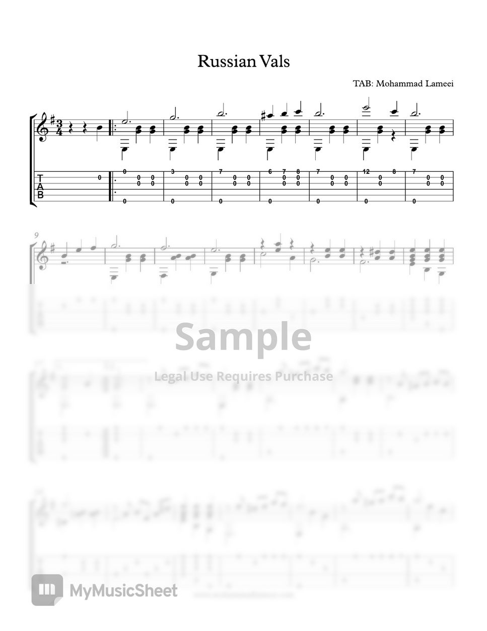 Russian vals - Russian vals TAB+1 Staff by Mohammad Lameei