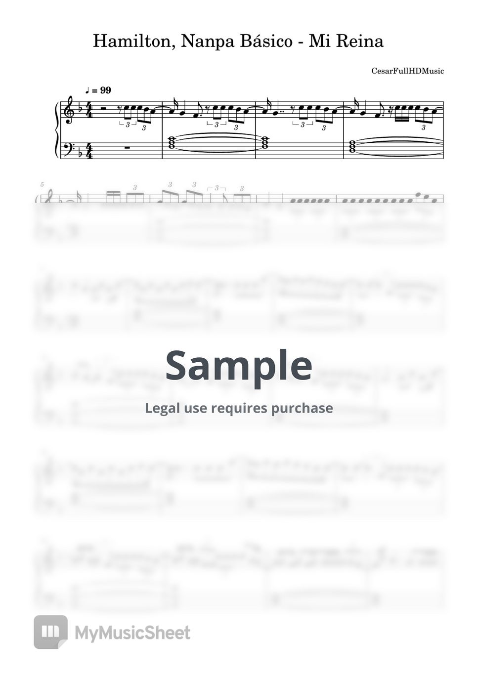 Hamilton, Nanpa Básico - Mi Reina Sheet Music