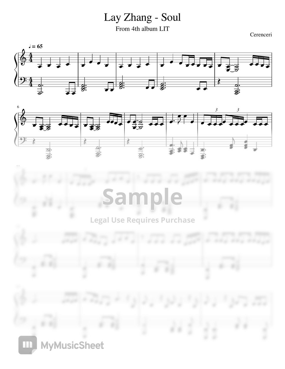 张艺兴 Lay Zhang - Soul (4th album LIT) 악보 by Cerenceri