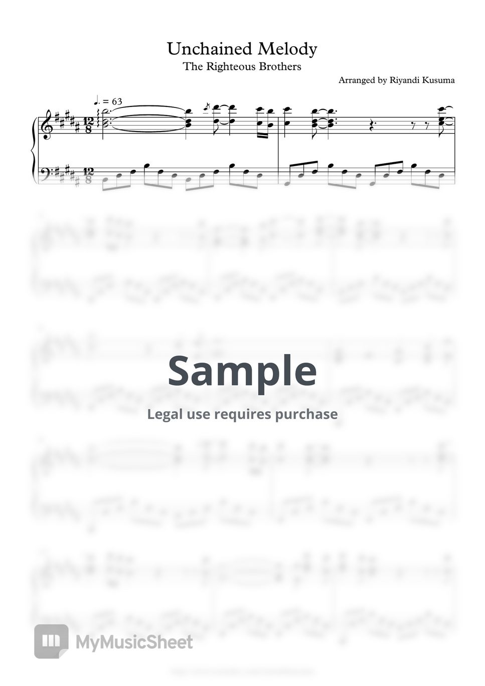 The Righteous Brothers - Unchained Melody Sheet Music by Riyandi Kusuma
