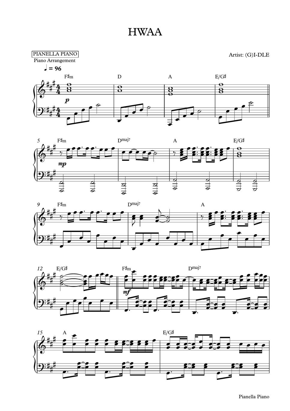(G)I-DLE - HWAA (Piano Sheet) Sheet by Pianella Piano