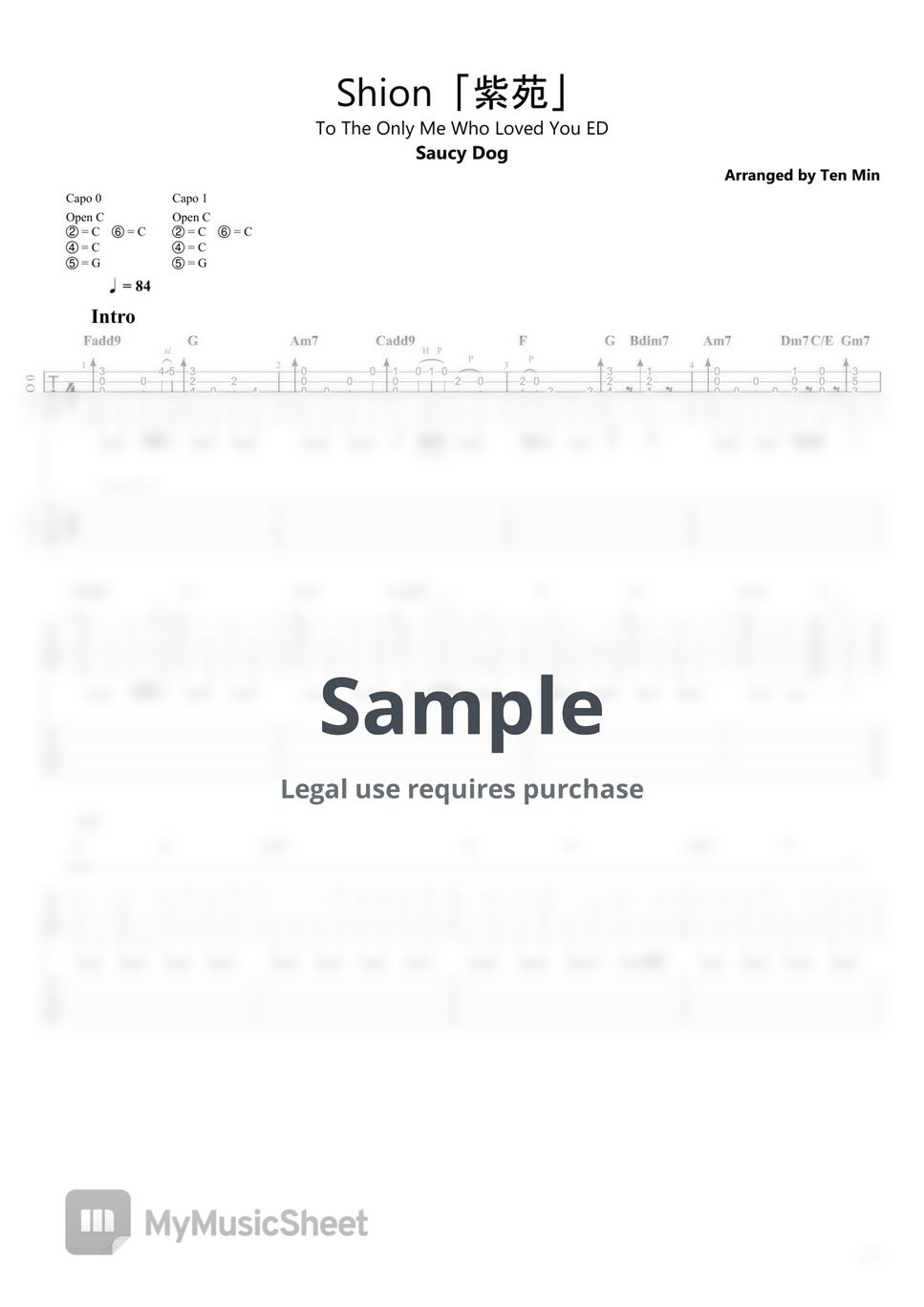 Saucy Dog - Shion Sheets by Ten Min