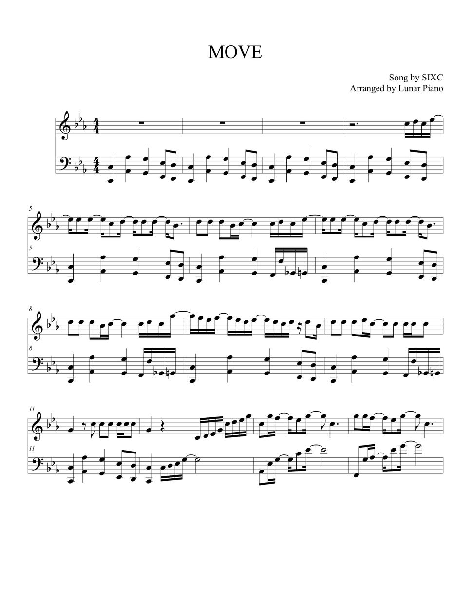 SIXC [PRODUCE X 101] - MOVE (Normal + Easy) Sheets