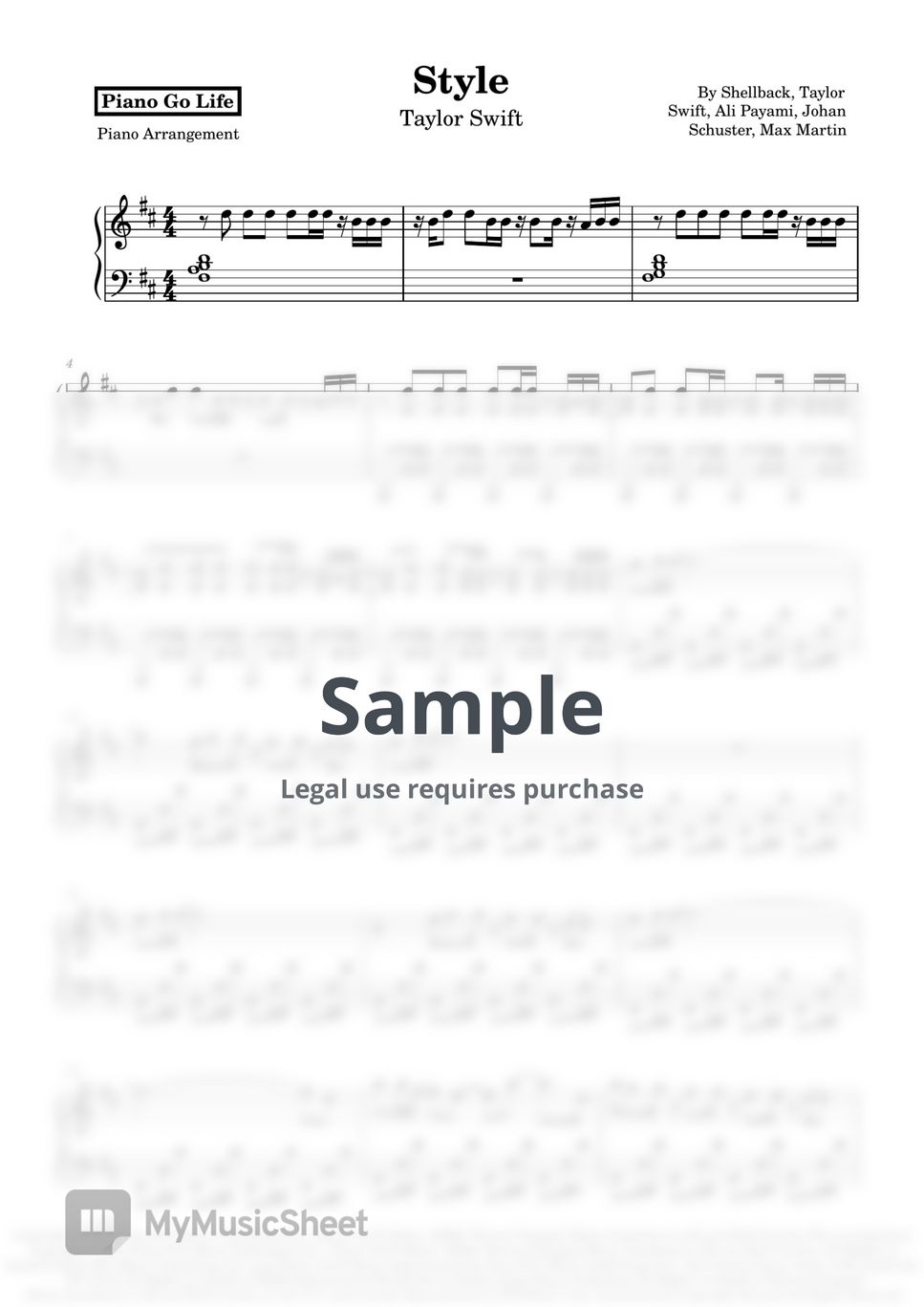 Taylor Swift - Style Sheet Music by Piano Go Life