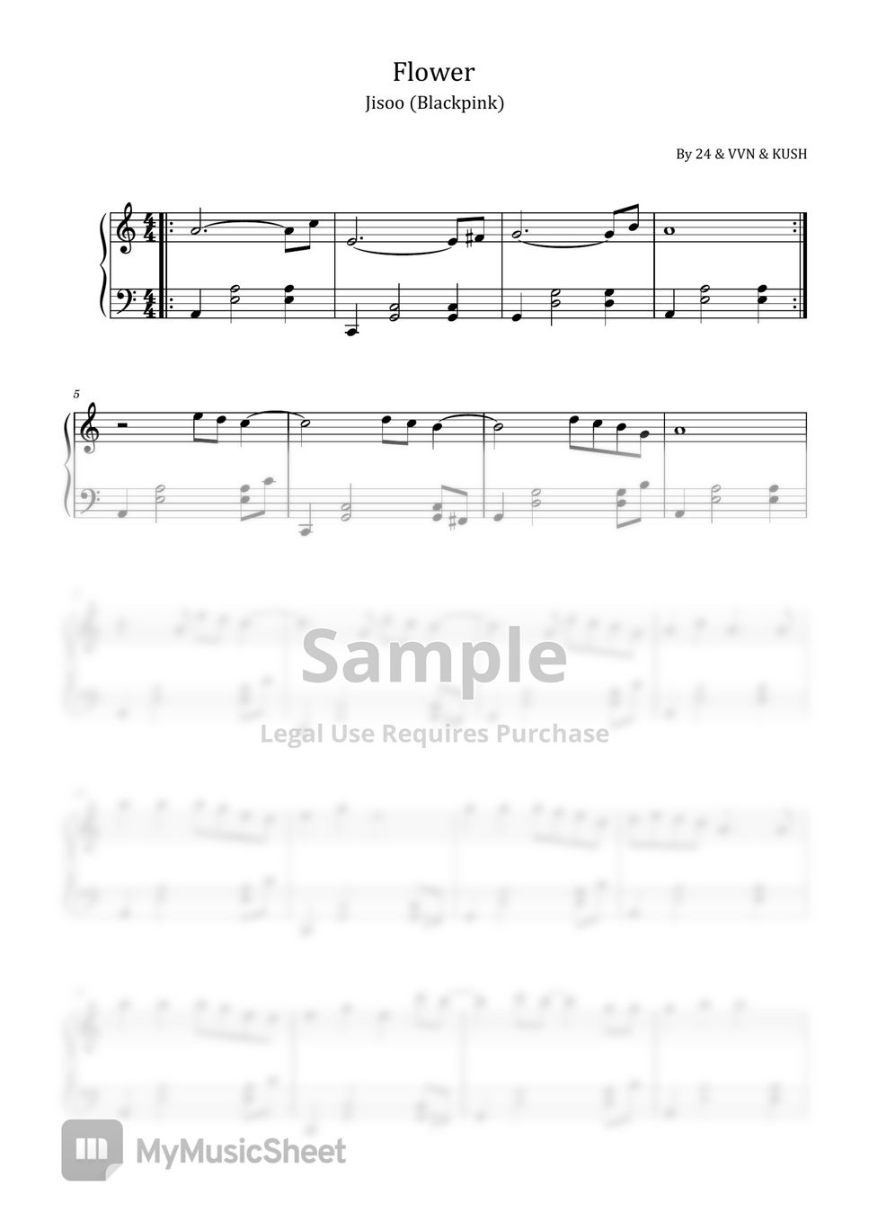 24 & VVN & KUSH - Flower (Jisoo (Blackpink) - 꽃 - For Easy Piano) Sheet ...