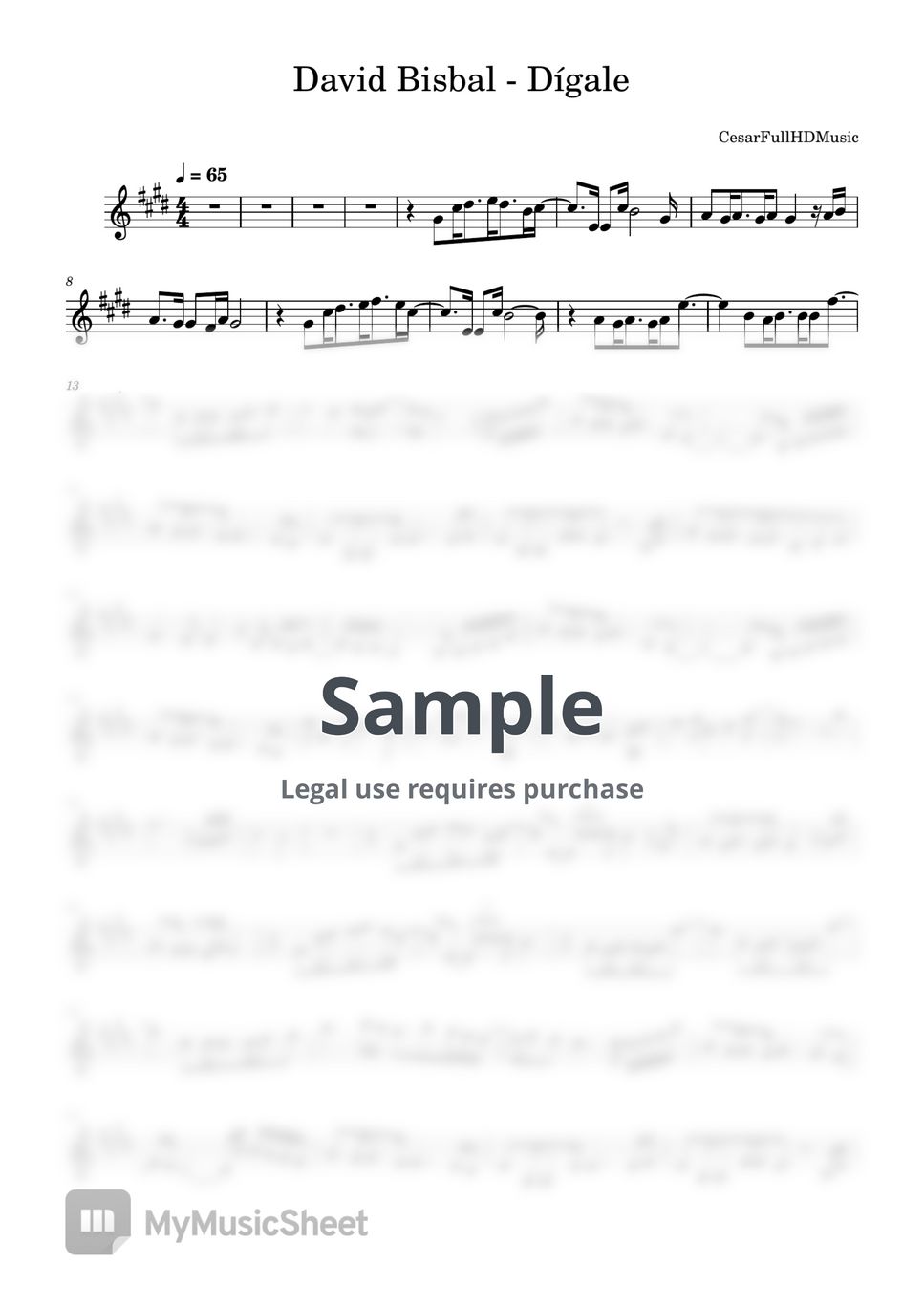 David Bisbal - Dígale Sheet Music