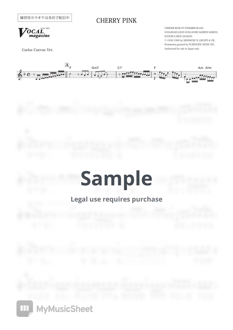 CARLOS CUEVAS - CHERRY PINK / CEREZO ROSA (VOCAL MAGAZINE) Sheet Music ...